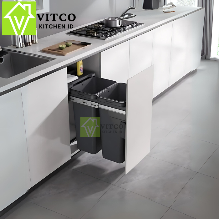 Jual VITCO 52 L Kitchen Cabinet Double Waste Bin Grey Soft Close ...