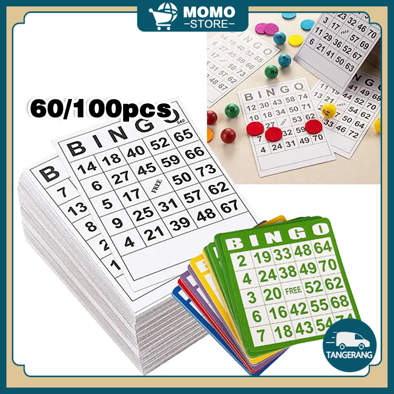 Jual 100PCS 60PCS Bingo Card Set Kartu Bingo Ukuran Besar 5 Warna Atau ...