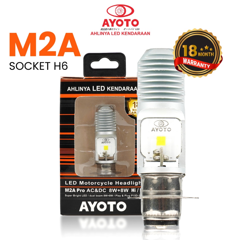 Jual KODE P3U Lampu motor depan LED AYOTO M2A PRO H6 AC DC motor matic ...