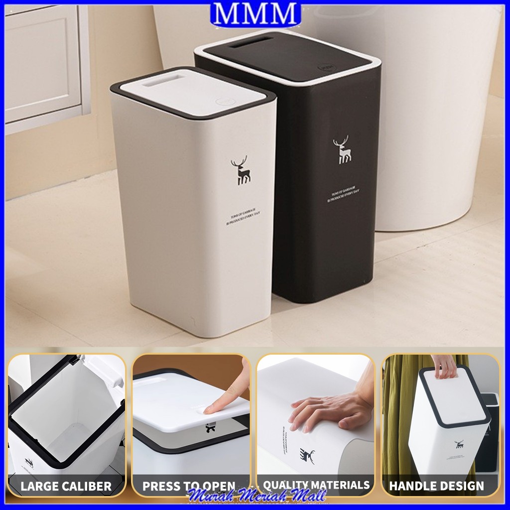 Jual MMM Tempat Sampah Kotak Plastik Tertutup Minimalis Tong Sampah Kotak Dengan Klik Otomatis ...