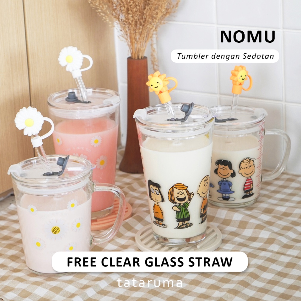Jual TATARUMA Nomu Tumbler Kaca Gelas Minum Snoopy Daisy FREE GLASS ...