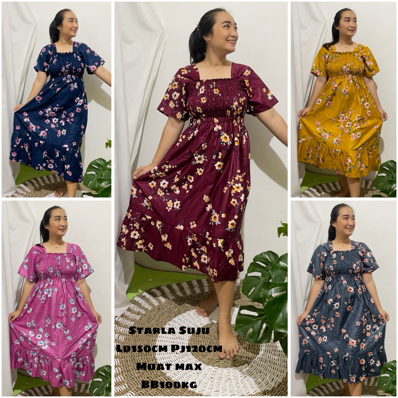 Jual Dress/Daster Starla Suju super jumbo Daster Kerut Dada muat bb ...
