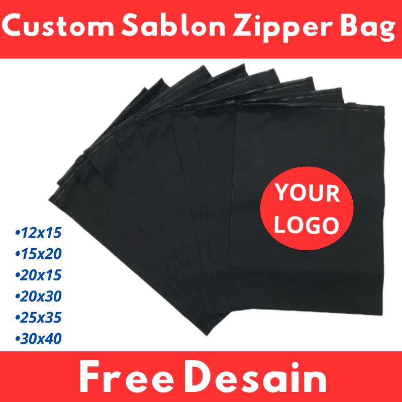 Jual Pouch zipper Ziplock Hitam Custom Desain ZIPPER BAG MURAH isi ...