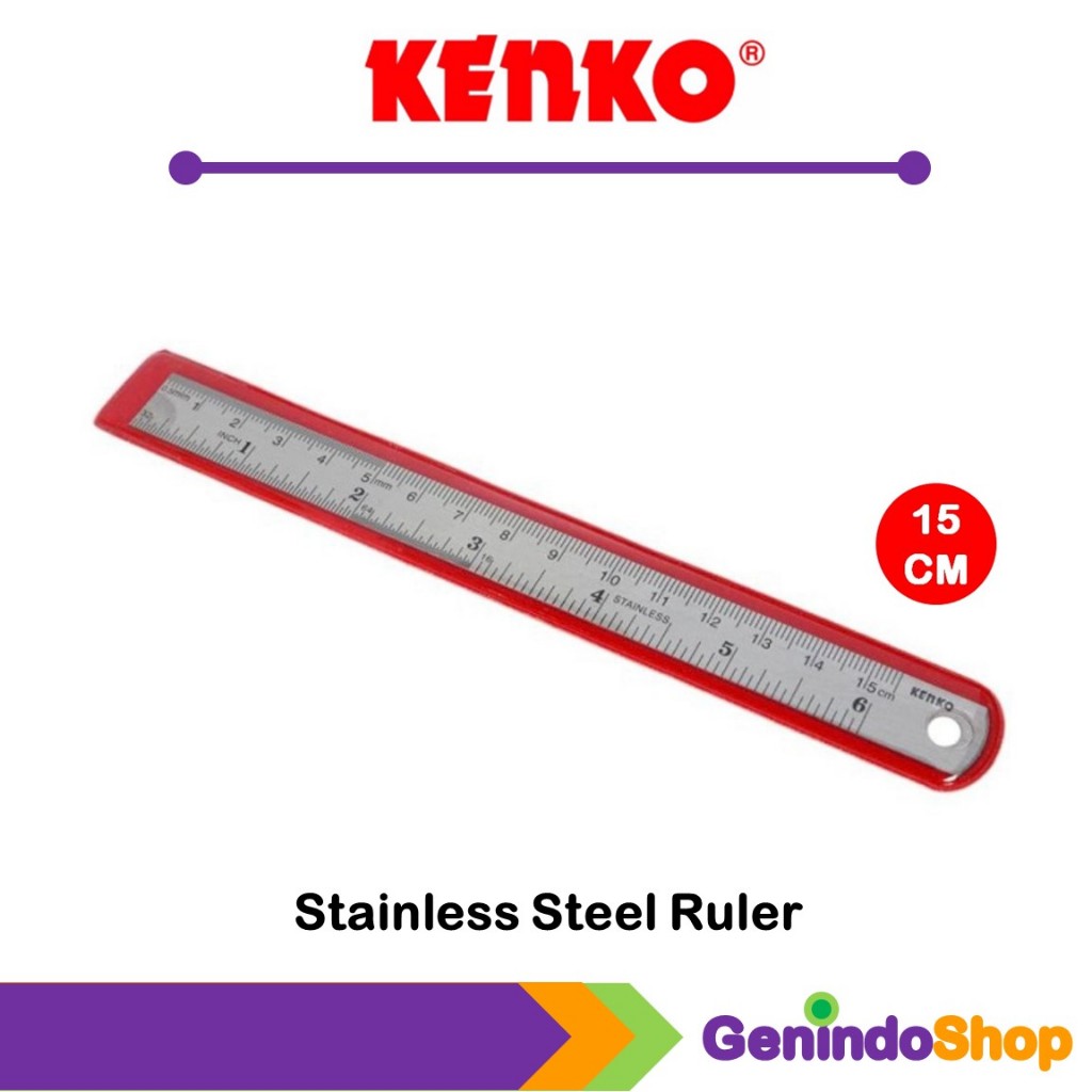 Jual Penggaris Besi / Stainless Steel Ruler 15 cm Kenko | Shopee Indonesia
