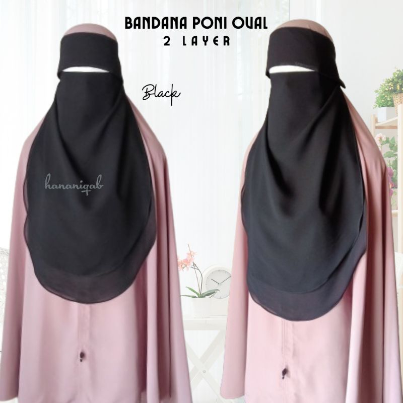 Jual Cadar Niqab Bandana Poni 2 Layer | Hananiqab | Sifon Silky Nyaman | Shopee Indonesia