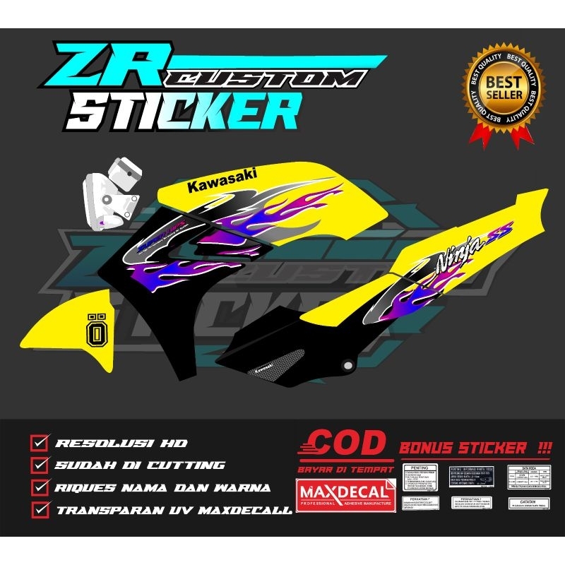 Jual Sticker striping KAWASAKI NINJA SS custom api transparan UV ...