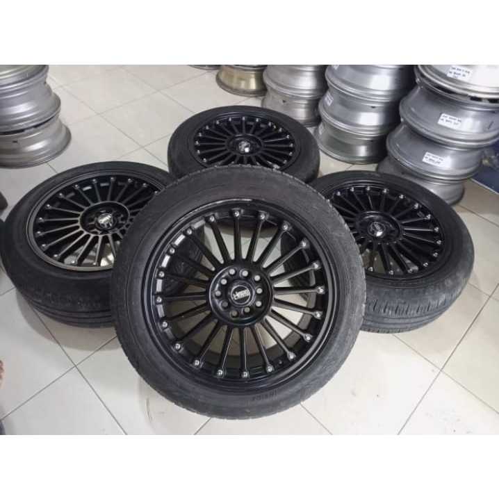 Jual Velg Mobil Bekas R17 Type HSR JJC Pelek Racing PCD 5X100-5X114 + Ban 205 55 Dunlop | Shopee ...