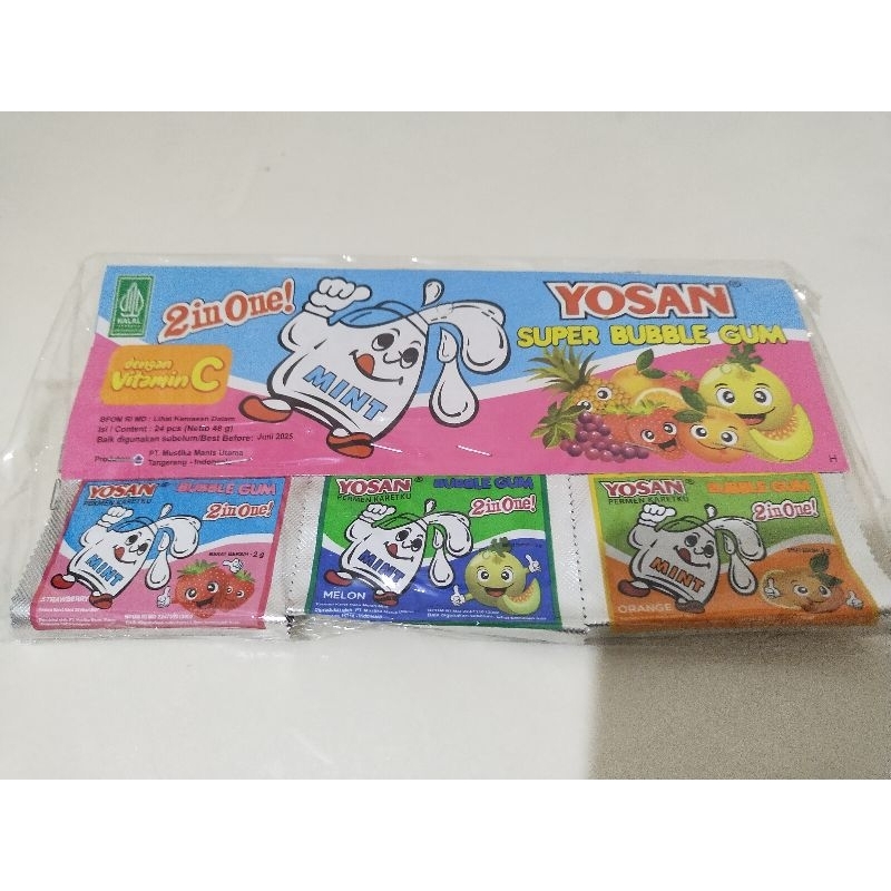 Jual Permen Karet Yosan 2IN1 - Permen karet Jadul - Isi 24 pcs | Shopee ...