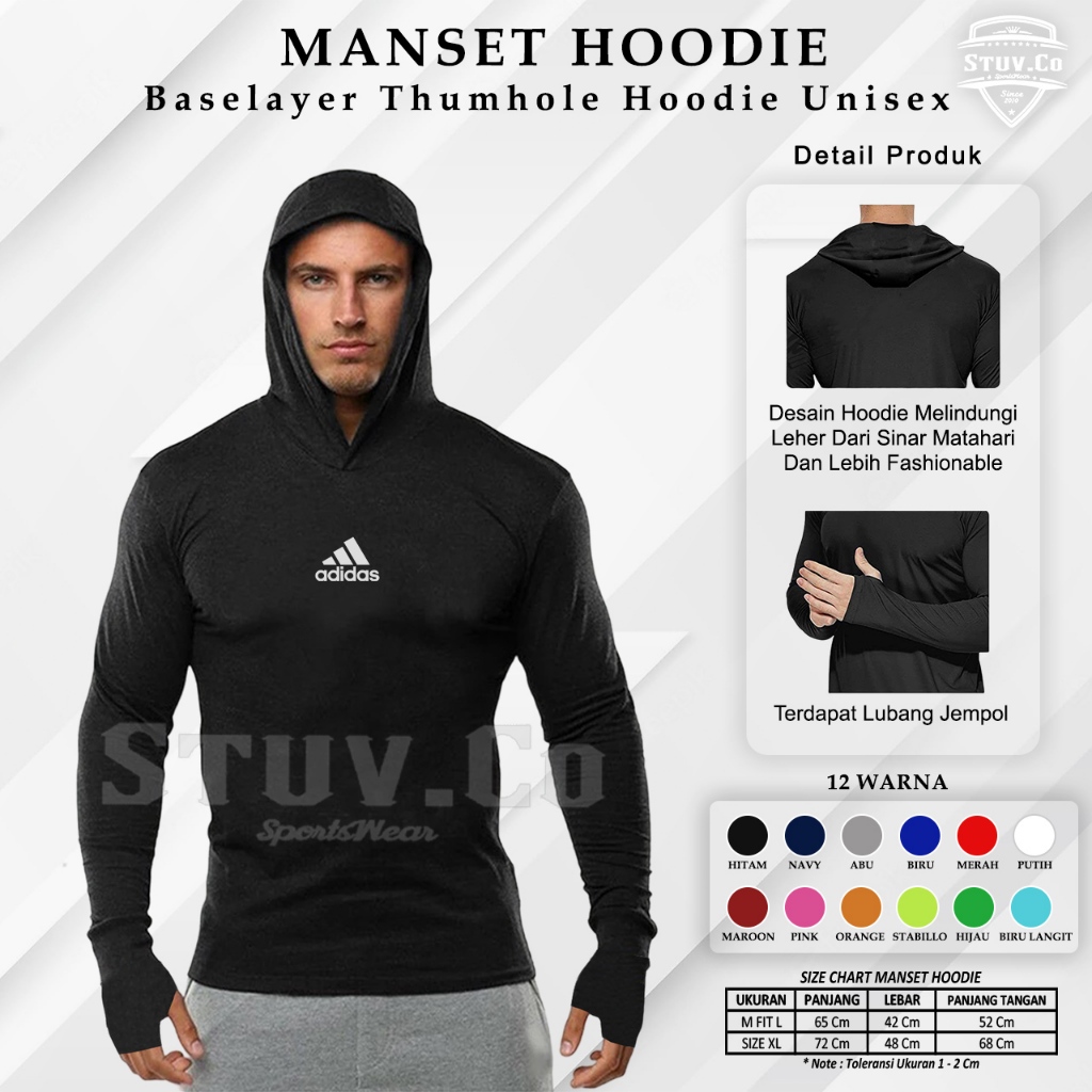 Jual MANSET PRIA BASELAYER LENGAN PANJANG JARI HOODIE OLAHRAGA JOGGING ...