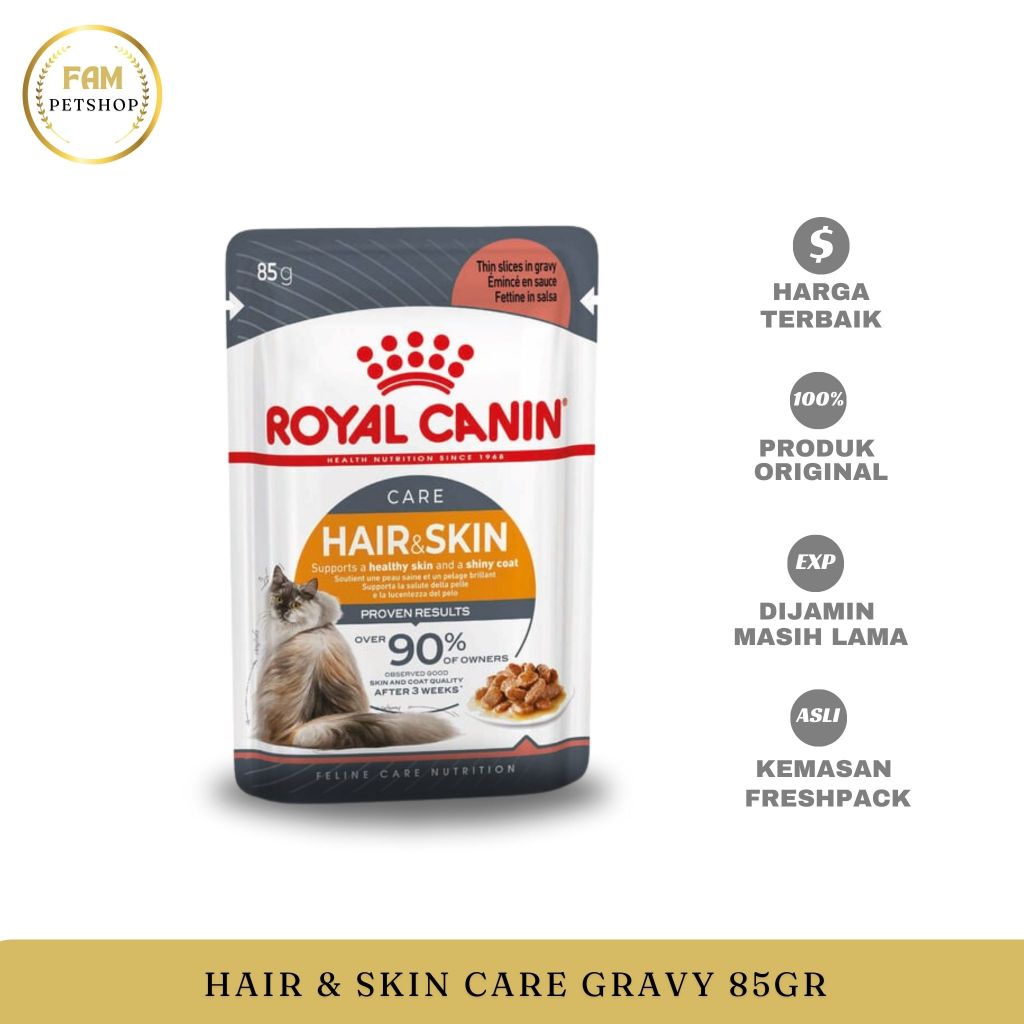 Jual Royal Canin Hair And Skin Gravy Makanan Kucing Dewasa 85gr ...