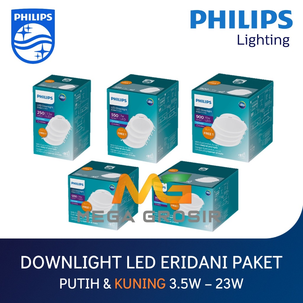 Jual [ECER] PHILIPS Eridani Multipack 3,5 7 10 14 23 W Watt - Downlight ...