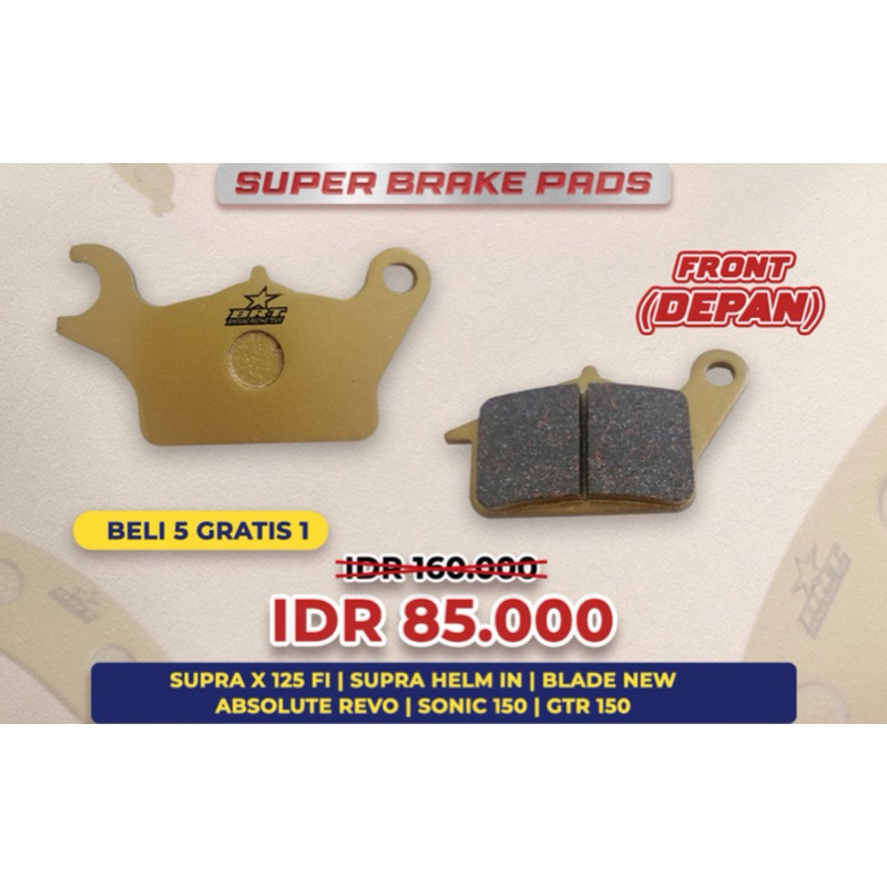 Jual Kampas Rem Depan / Discpad Ceramic BRT Blade Sonic Revo Absolute GTR Supra125 Injeksi ...