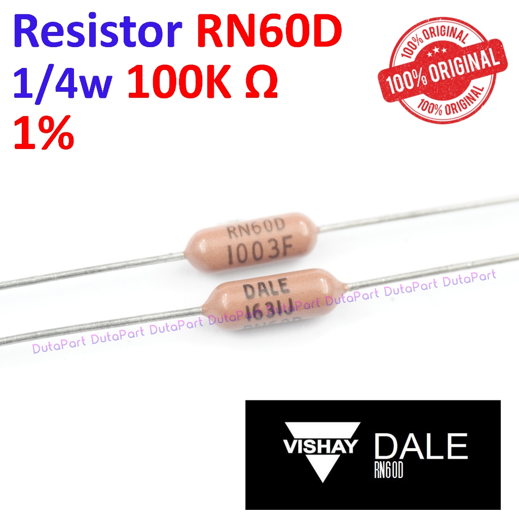 Jual Resistor 100K Ohm 1/4 Watt 1% RN60D ORIGINAL VISHAY DALE 1/4W 100 ...