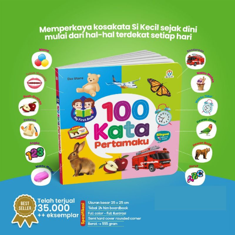 Jual Buku Anak Boardbook Big 100 Kata Pertamaku - Ziyadbooks | Shopee ...