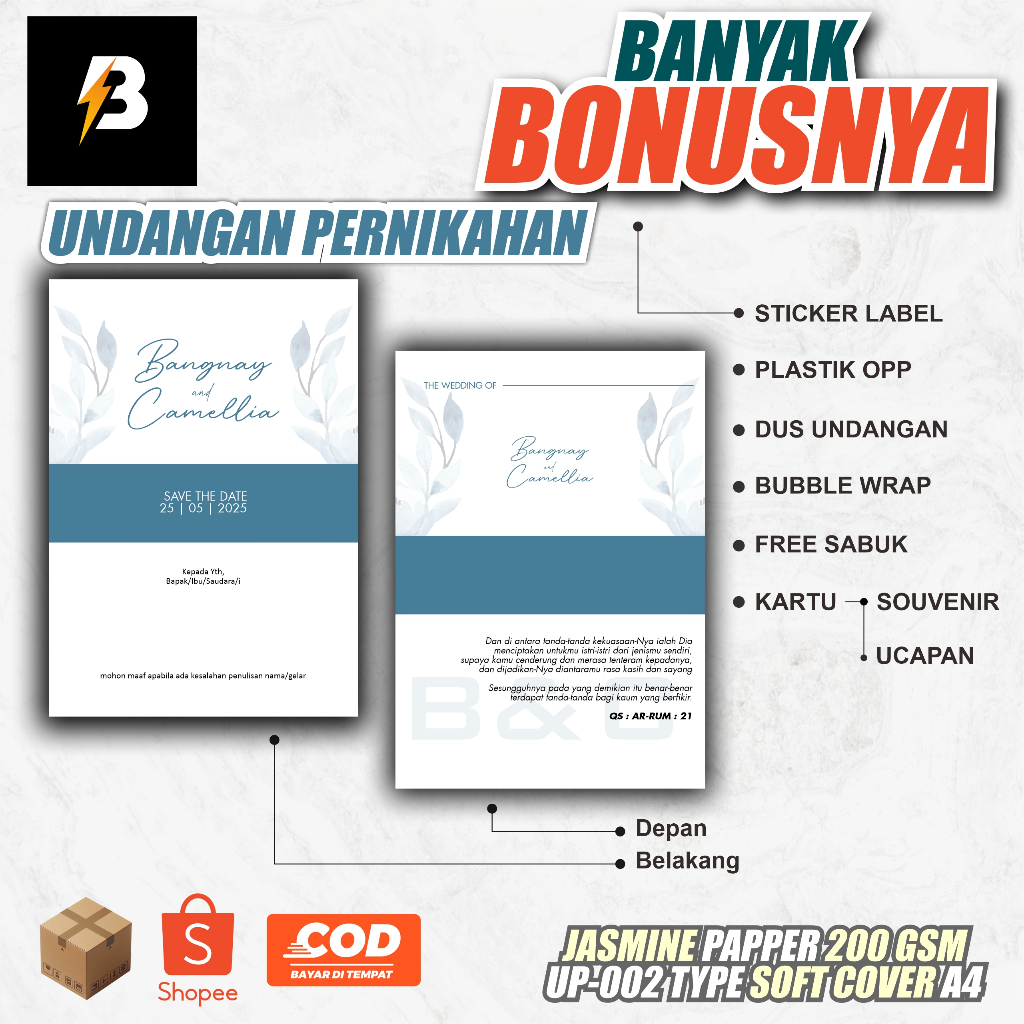 Jual UNDANGAN PERNIKAHAN CUSTOM AQUATIC BLUE COLOUR - UNDANGAN A4 ...