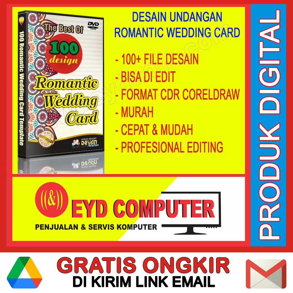Jual DESAIN UNDANGAN ROMANTIC WEDDING CARD TEMPLETE CDR CORELDRAW ...