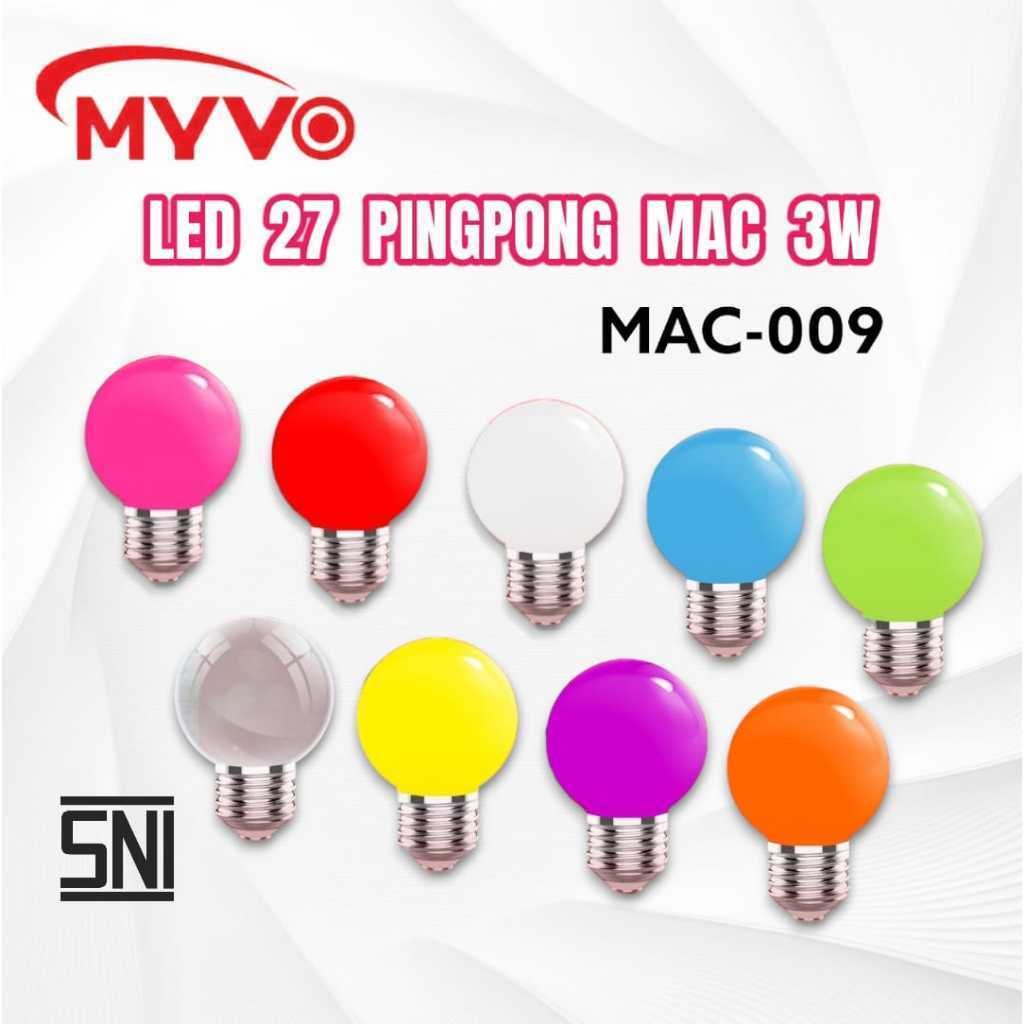 Jual Bohlam Lampu LED Pingpong MAC-009 Warna Warni Hias 3 Watt E27 SNI | Shopee Indonesia