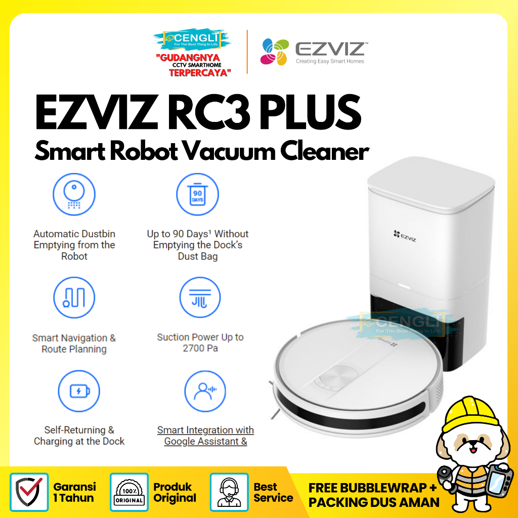 Jual Ezviz RC3 Plus Smart Robot Vacuum Cleaner Robot Vacuum | Shopee ...