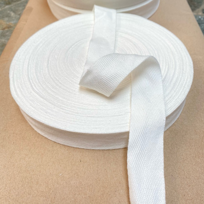 Jual bisban katun white natural,twill tape cotton broken white,pita ...