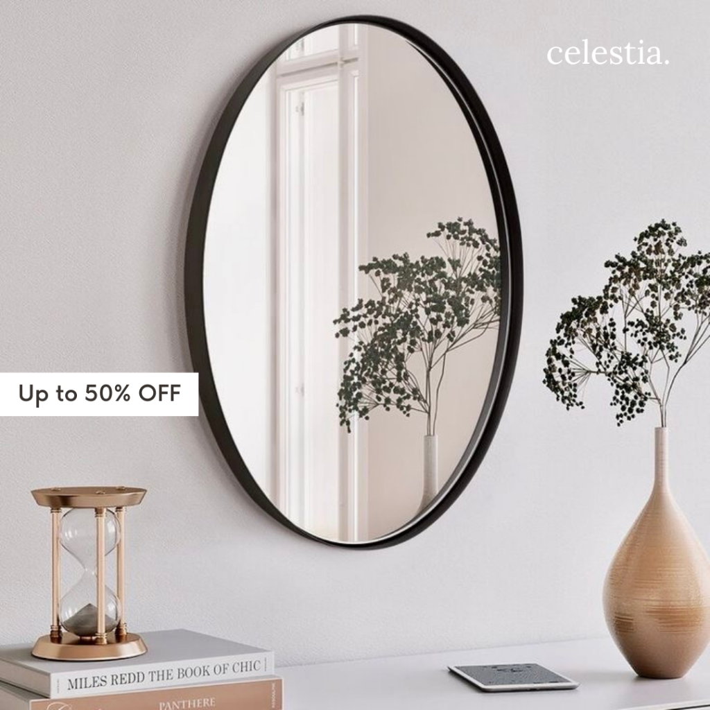 Jual Cermin Estetik Motif Oval Dinding Frame Hitam Putih [GARANSI 100% ...