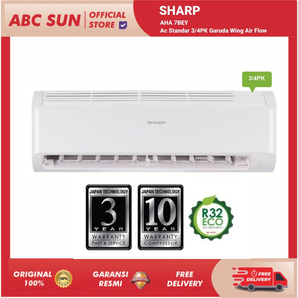 Jual Sharp AHA7BEY Air Conditioner 3/4 Pk Standar Garuda Wing Air Flow | Shopee Indonesia