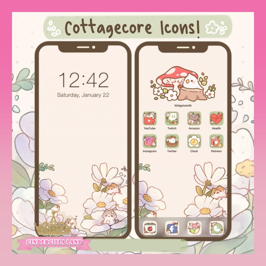 Jual CINDERCILLA LAND IOS ANDROID THEME / Cute Cottagecore App Icon Set | Kawaii Aesthetic Theme ...