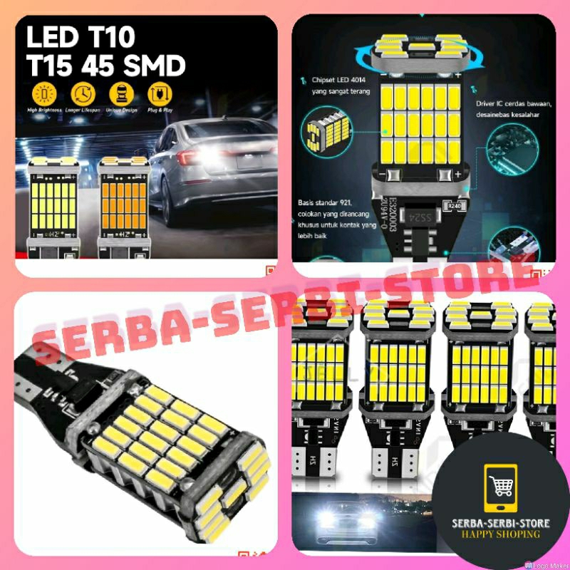 Jual Lampu Sen Dajjal 45 Titik Lampu LED Mundur Senja Sein Sen Rem Canbus T10/T15 45 Mata Lampu ...