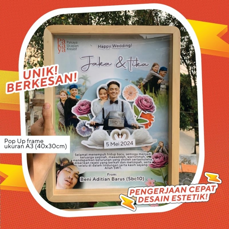 Jual Hadiah/ Ucapan POP UP FRAME A3 Desain costum Premium Unik ...