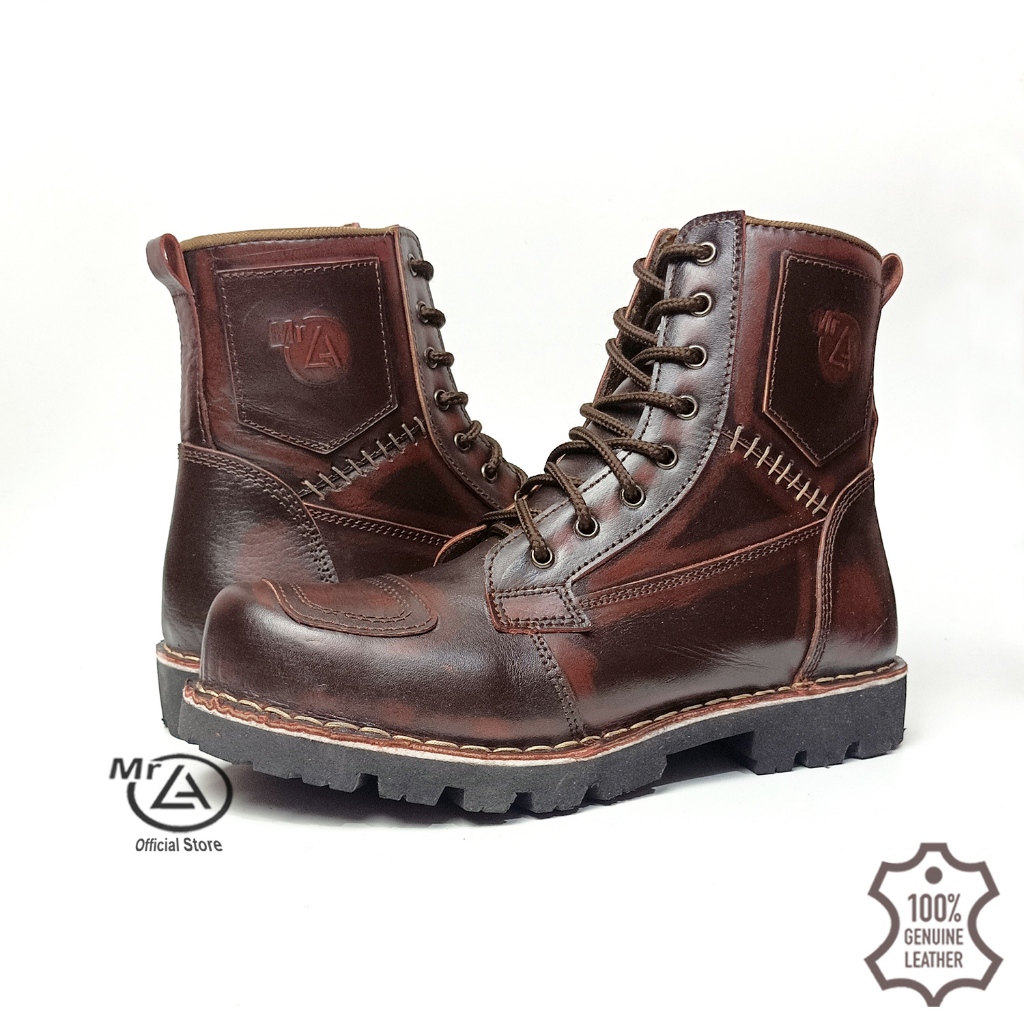 Jual Sepatu Boots Kulit Pria Sepatu Cowok Bikers Motor Hitam Coklat Tan ...