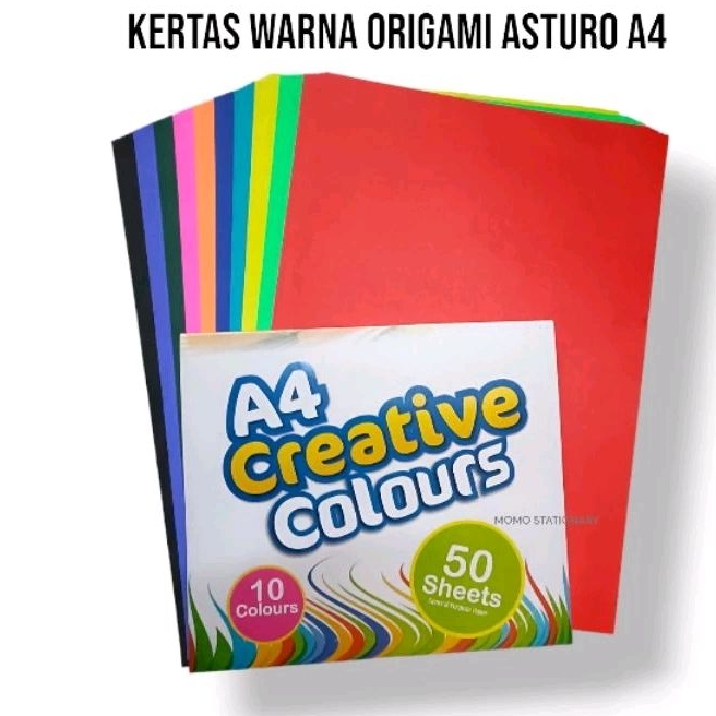 Jual kertas warna Asturo A4 / kertas lipat origami warna A4 ( 50 lembar ...