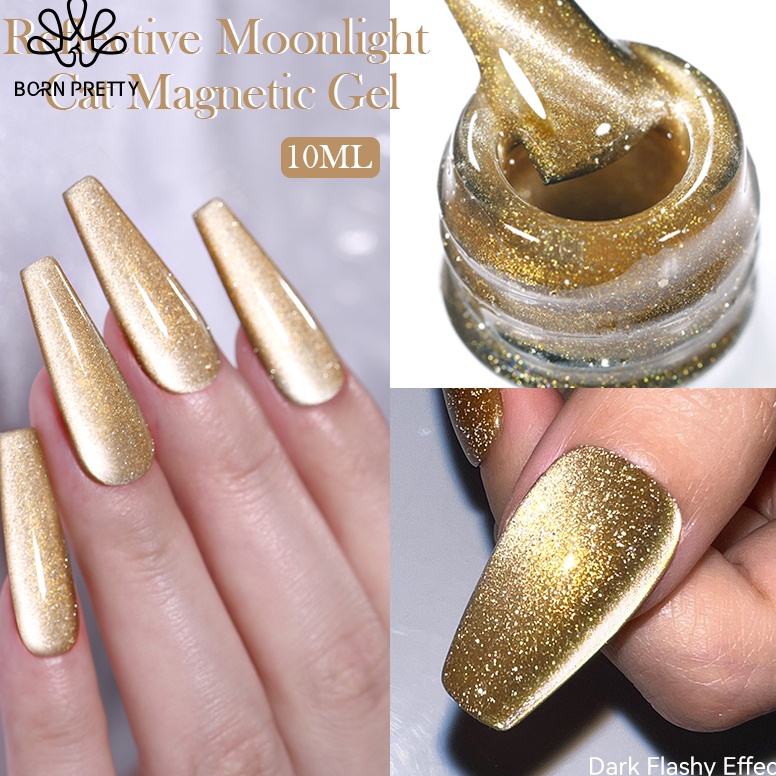 Jual KODE E92D BORN PRETTY Gold Reflective Moonlight Cat Magnetic Gel ...