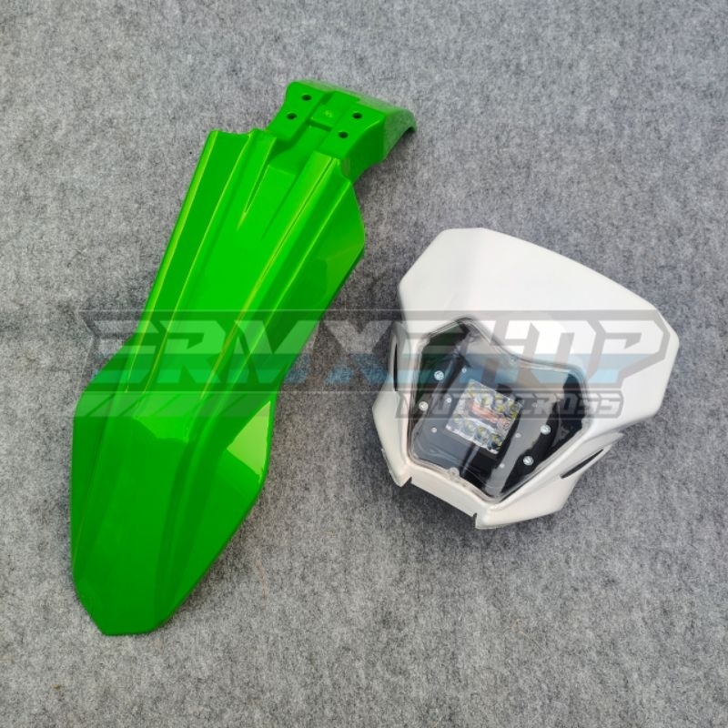 Jual Spakbor depan dan headlamp 12 led KLX 230 lampu led 12 mata | Shopee Indonesia