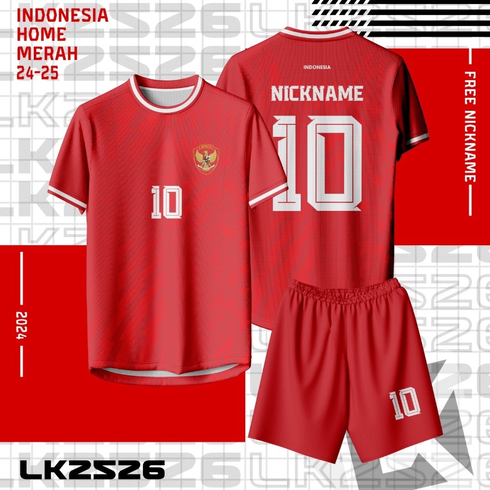 Jual KODE E45L Jersey Timnas Indonesia Home 224225 Merah | Shopee Indonesia
