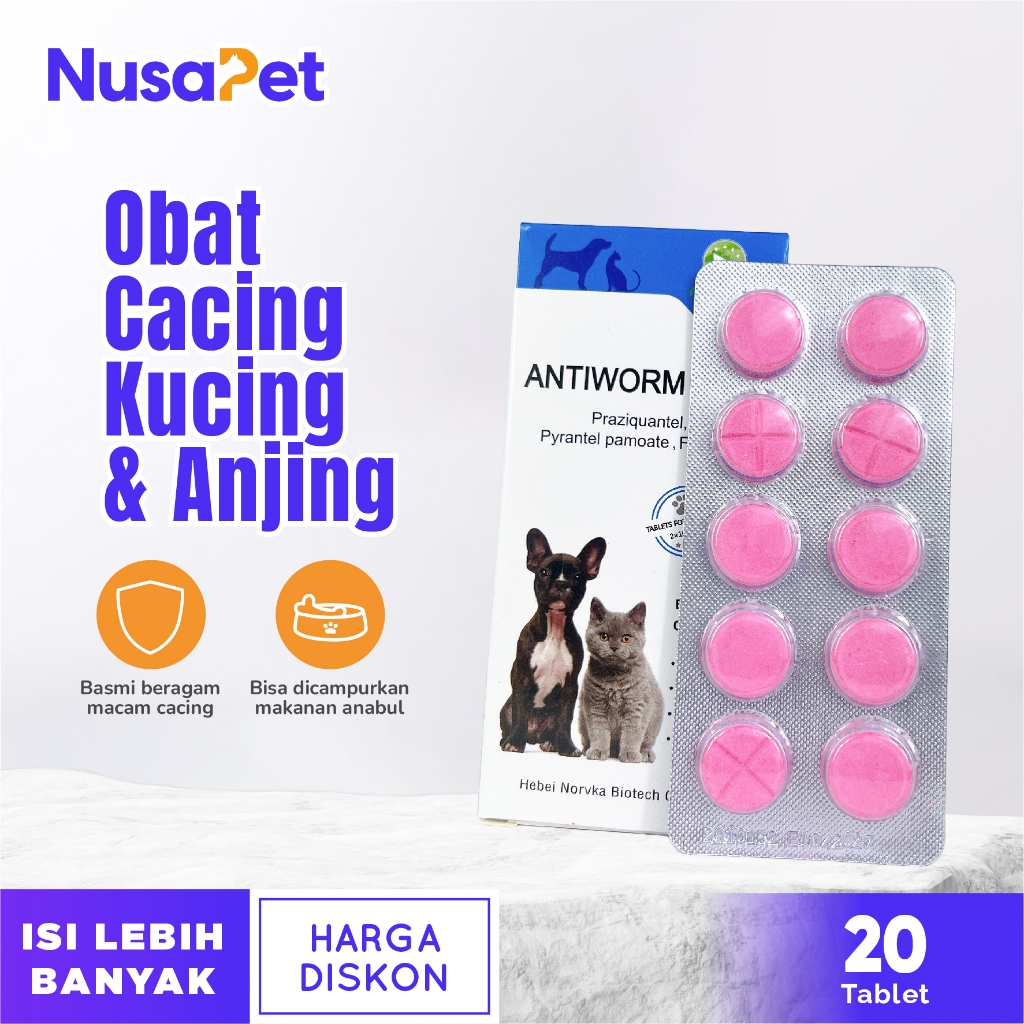 Jual Obat Cacing Kucing - Obat Cacing Anjing Anti Worm - (20 Tablet ...