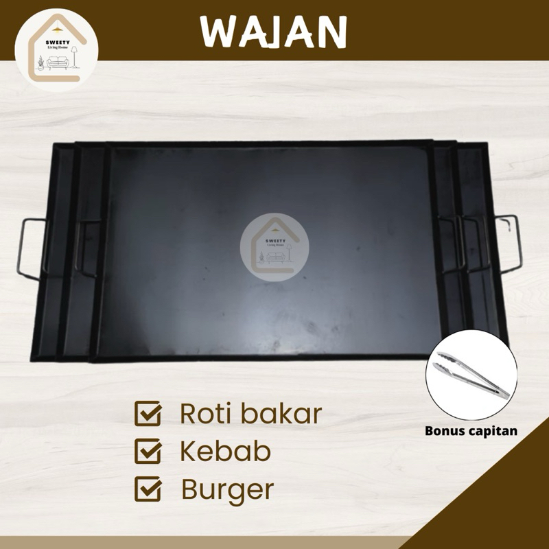 Jual Wajan kebab 2 tungku wajan roti bakar Wajan baja datar tebal Wajan ...