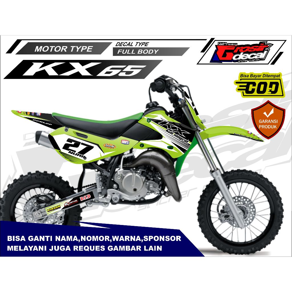 Jual Sticker Stiker KX 65 Hijau Full Body Free Custom | Shopee Indonesia