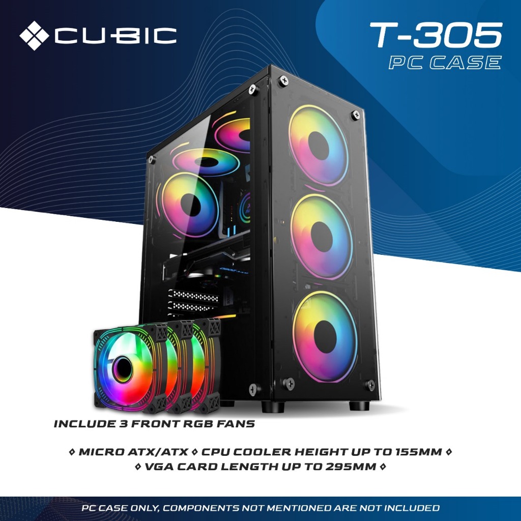 Jual Cu-Bic T-305 Casing Komputer M-ATX Include 3 Fan | Shopee Indonesia