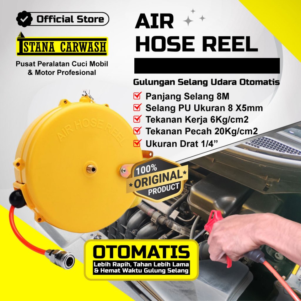 Jual Hose Reel Selang Angin Kompresor / hose reel portable 9 M ( IKAME ...