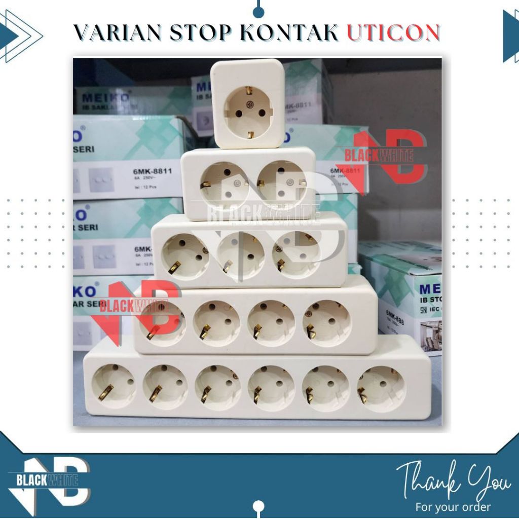 Jual Uticon Stop Kontak 1 2 3 4 5 6 Lubang / Terminal Kuningan / Stop ...