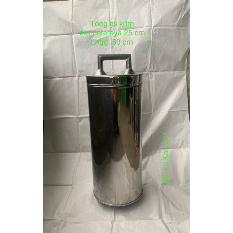 Jual Tong es krim ukuran diameter 25 tinggi 50 cm stainless steel tebal ...