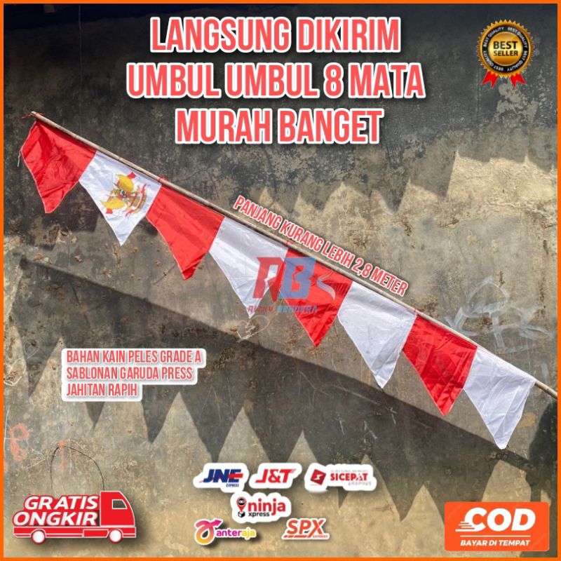 Jual bendera umbul umbul 8 mata merah putih 1 pcs | Shopee Indonesia