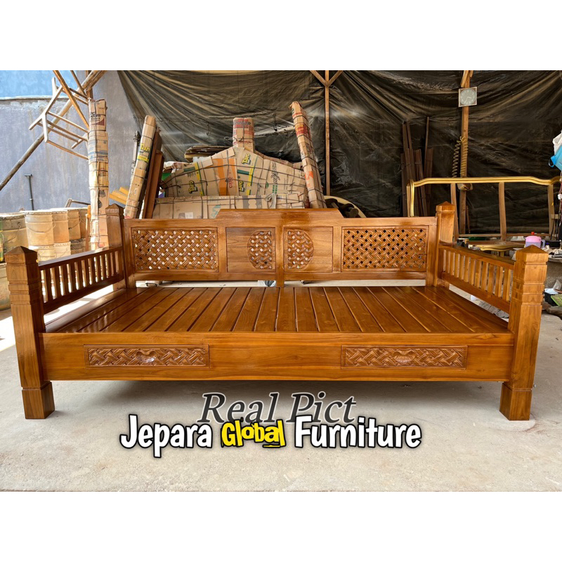 Jual REAL PICT !! Daybed bangku Bale bale Jati kepang jati ( bench jati ...