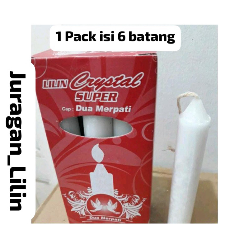 Jual LILIN PUTIH KRISTAL CAP DUA MERPATI( 1 pack 6 batang) | Shopee ...