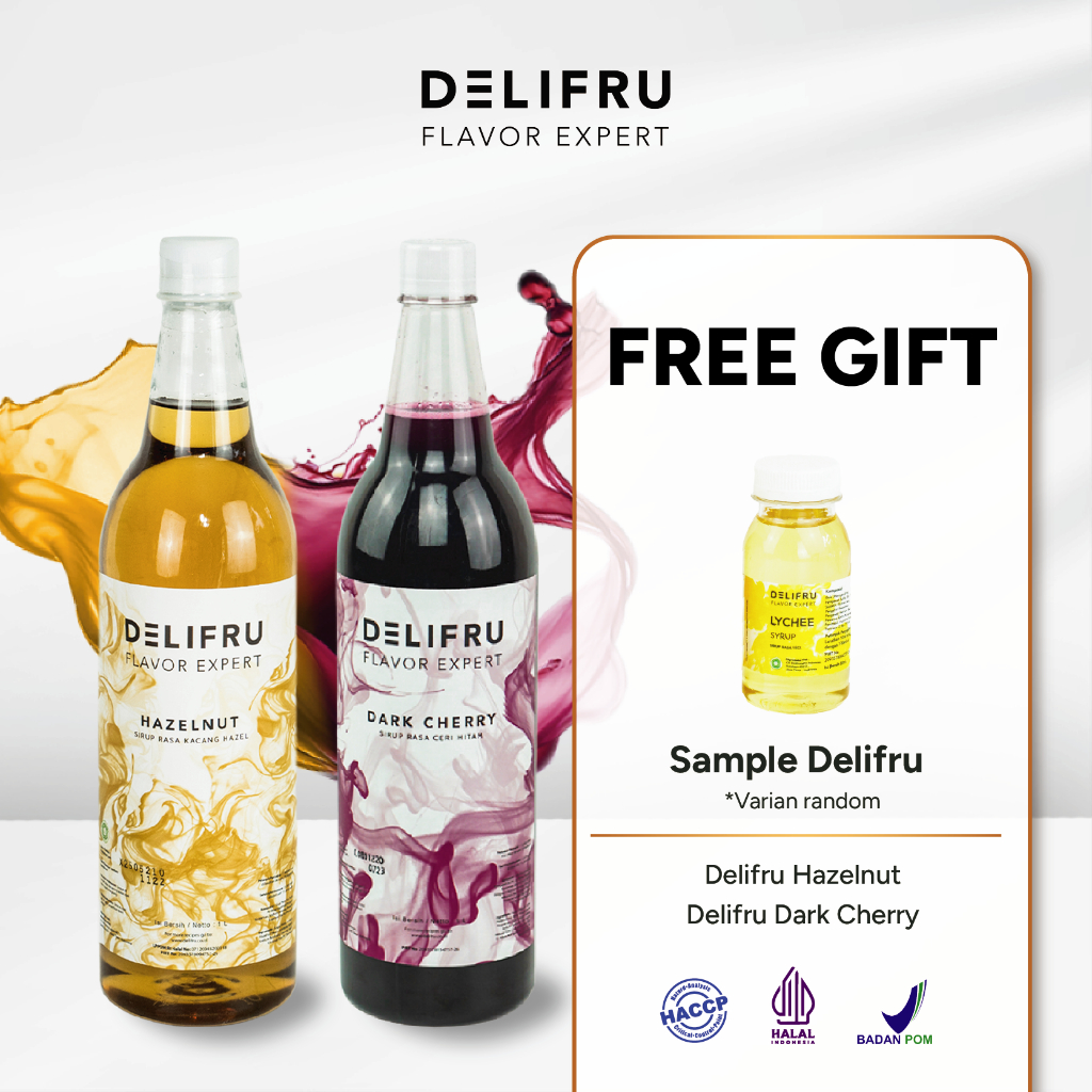 Jual Delifru Paket Bundling Syrup Hazelnut 1L + Sirup Dark Cherry 1L ...
