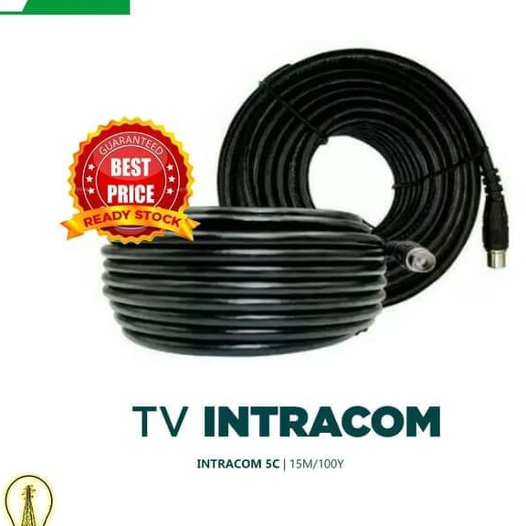 Jual KABEL ANTENA INTRACOM + JACK TV PATEN 5C RG6 HITAM 15 METER | Shopee Indonesia