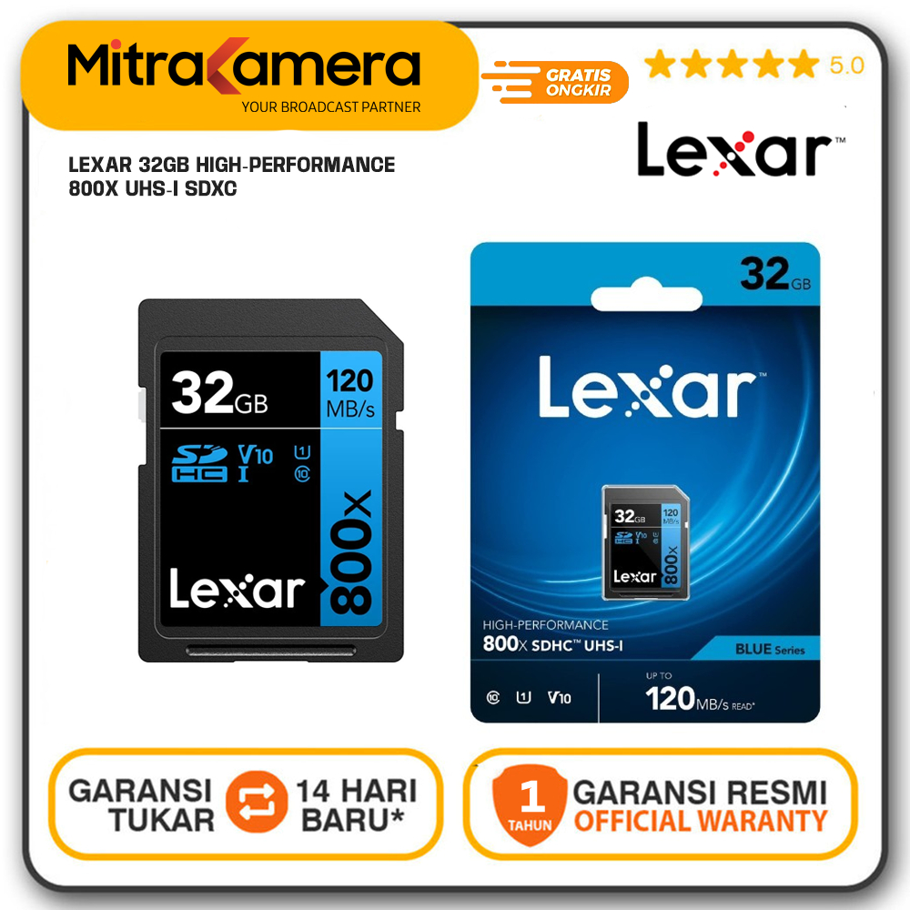 Jual Lexar 32GB Professional 800x SDHC UHS-I Memory Card / SD Card 32GB ...