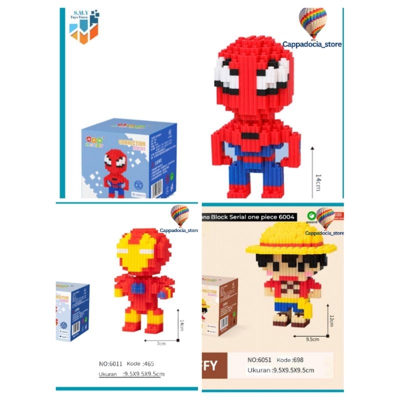 Jual Nano Blocks Mini Superhero 3D Model, Mainan Blok Susun. Lego Iron ...