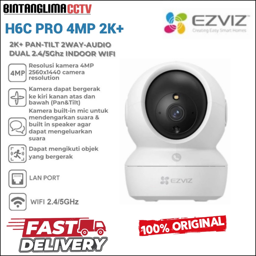 Jual Ezviz H6c Pro 4MP 2K+ Smart Wifi Pan Tilt IP Camera CCTV Indoor | Shopee Indonesia
