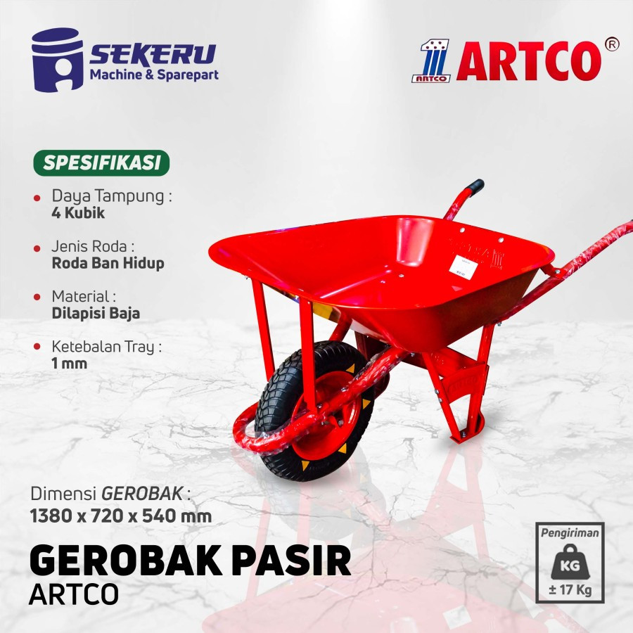 Jual Gerobak Sorong Merah ARTCO Gerobak Pasir Ban Hidup | Shopee Indonesia