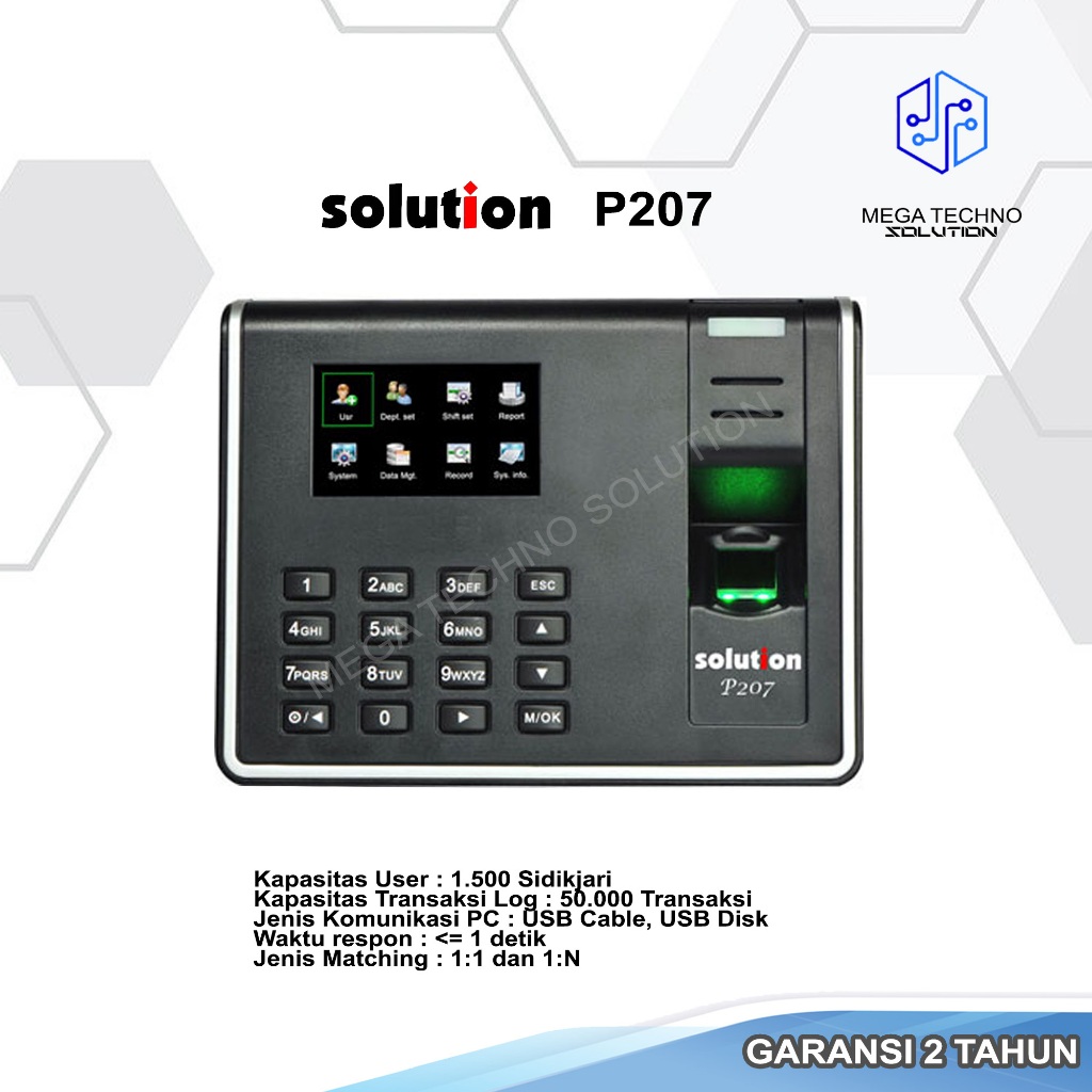 Jual Mesin Absensi Fingerprint Sidik Jari Solution - P207 Praktis SSR ...